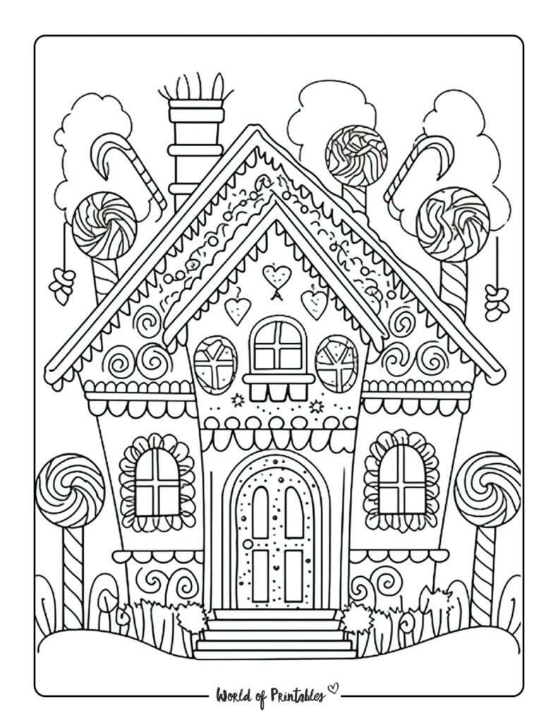 Gingerbread House Coloring Pages - World of Printables