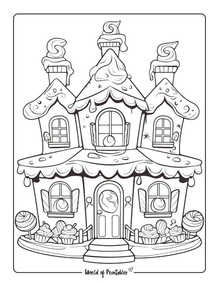 Gingerbread House Coloring Pages - World of Printables