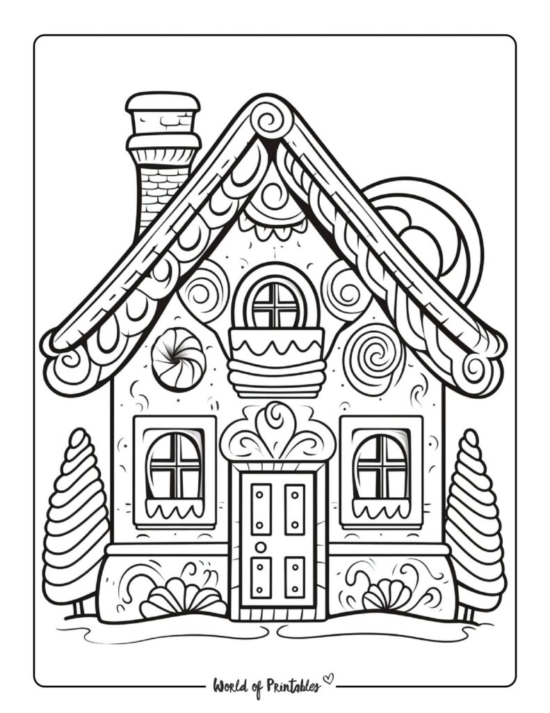 Gingerbread House Coloring Pages - World of Printables
