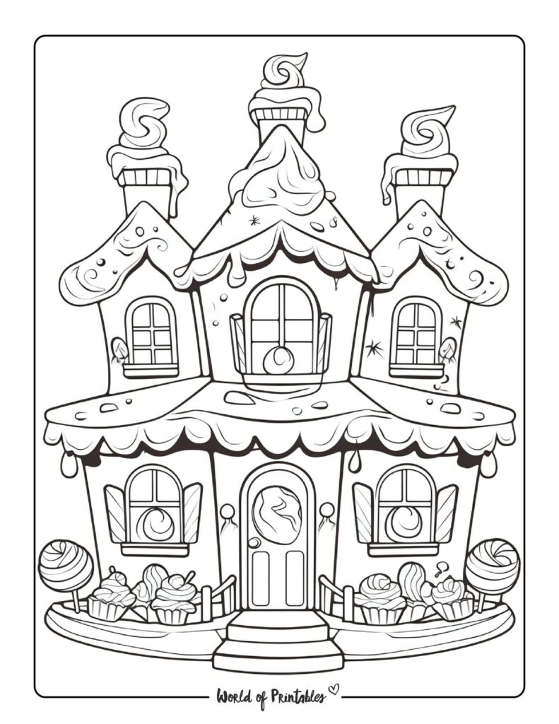 Gingerbread House Coloring Pages - World of Printables