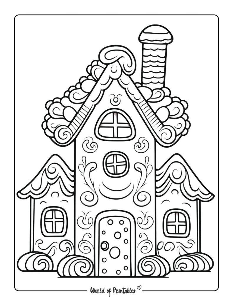 Gingerbread House Coloring Pages - World of Printables