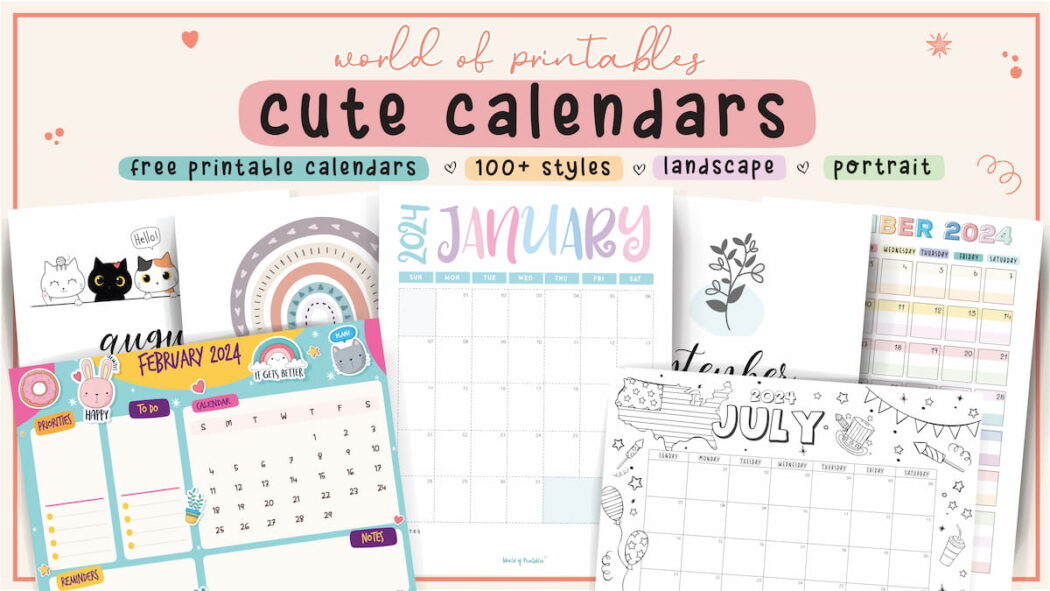 80+ Cute Calendars For 2024 - World of Printables