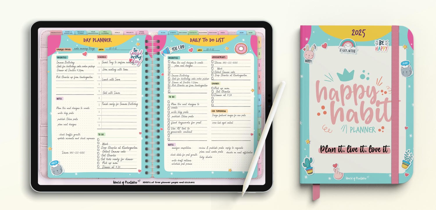 Happy Habit Planner | Free Digital Planner - World of Printables