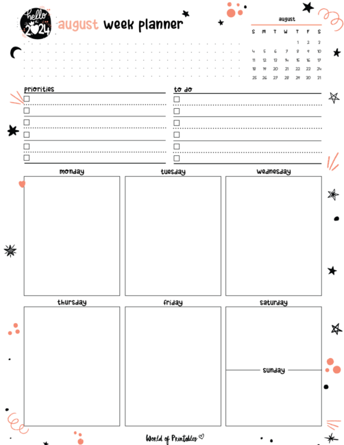 Free Printable August 2024 Planners