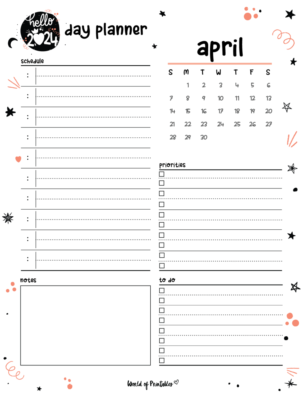 Free Printable April 2024 Planners - World of Printables