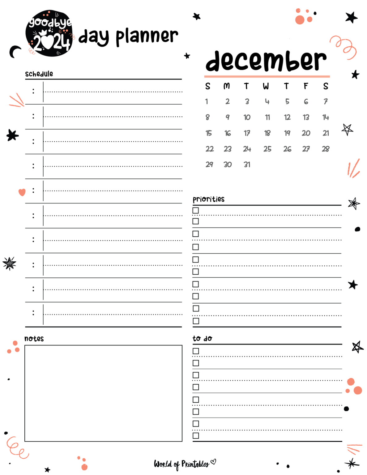 Free Printable December 2024 Planners - World of Printables