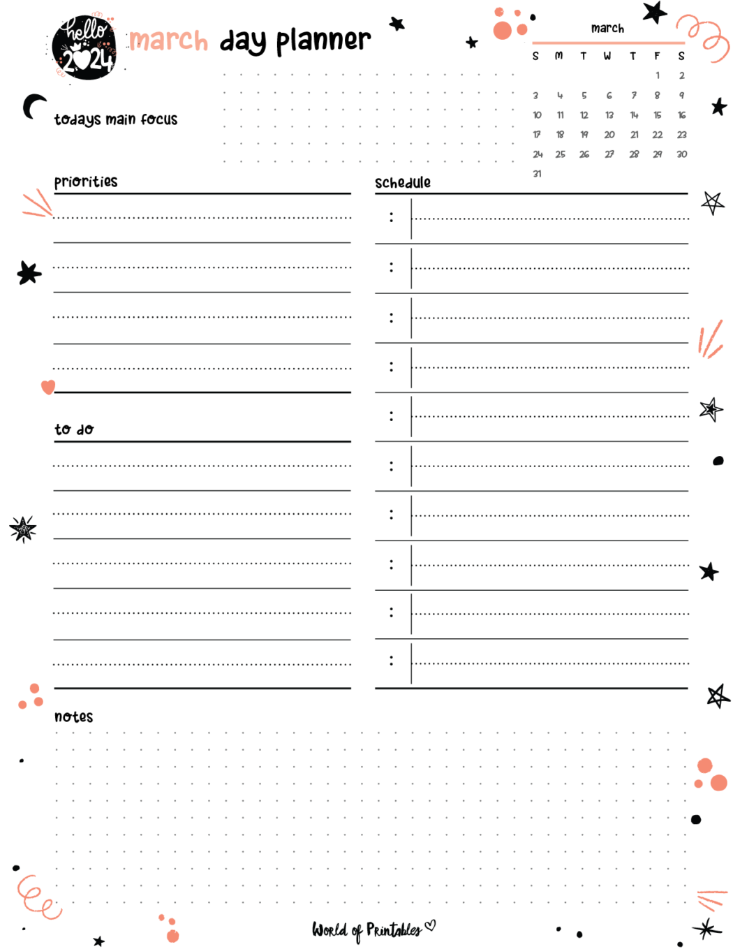 Free Printable March 2024 Planners - World of Printables