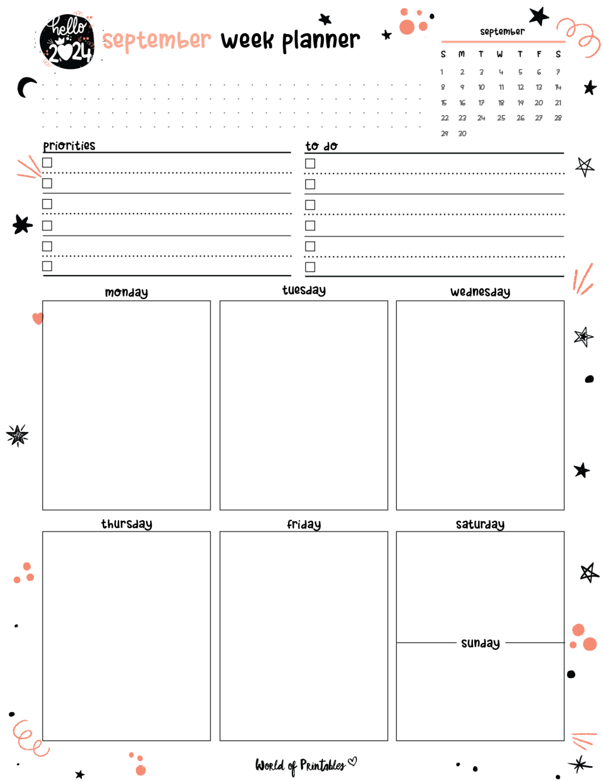Free Printable September 2024 Planners - World of Printables