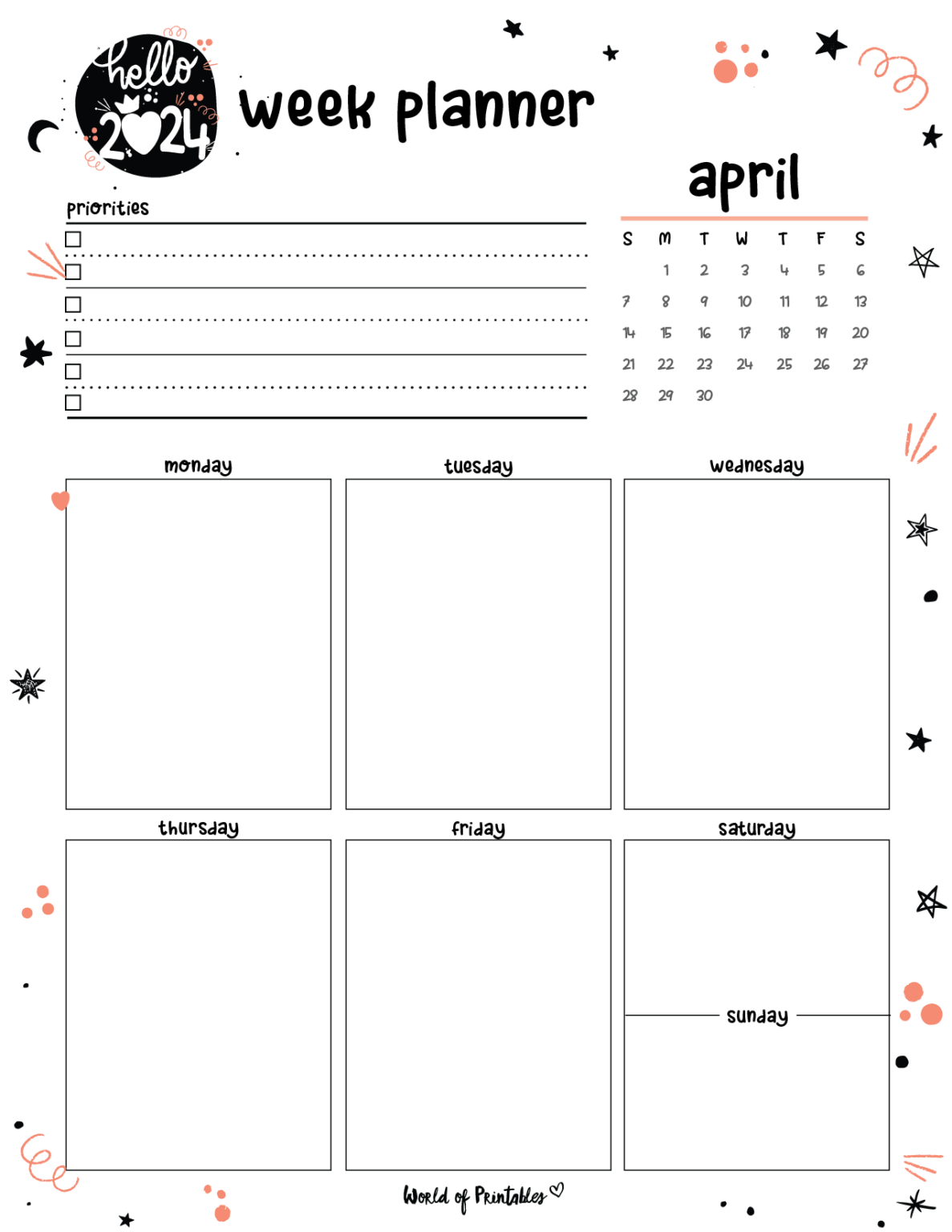 Free Printable April 2024 Planners - World of Printables