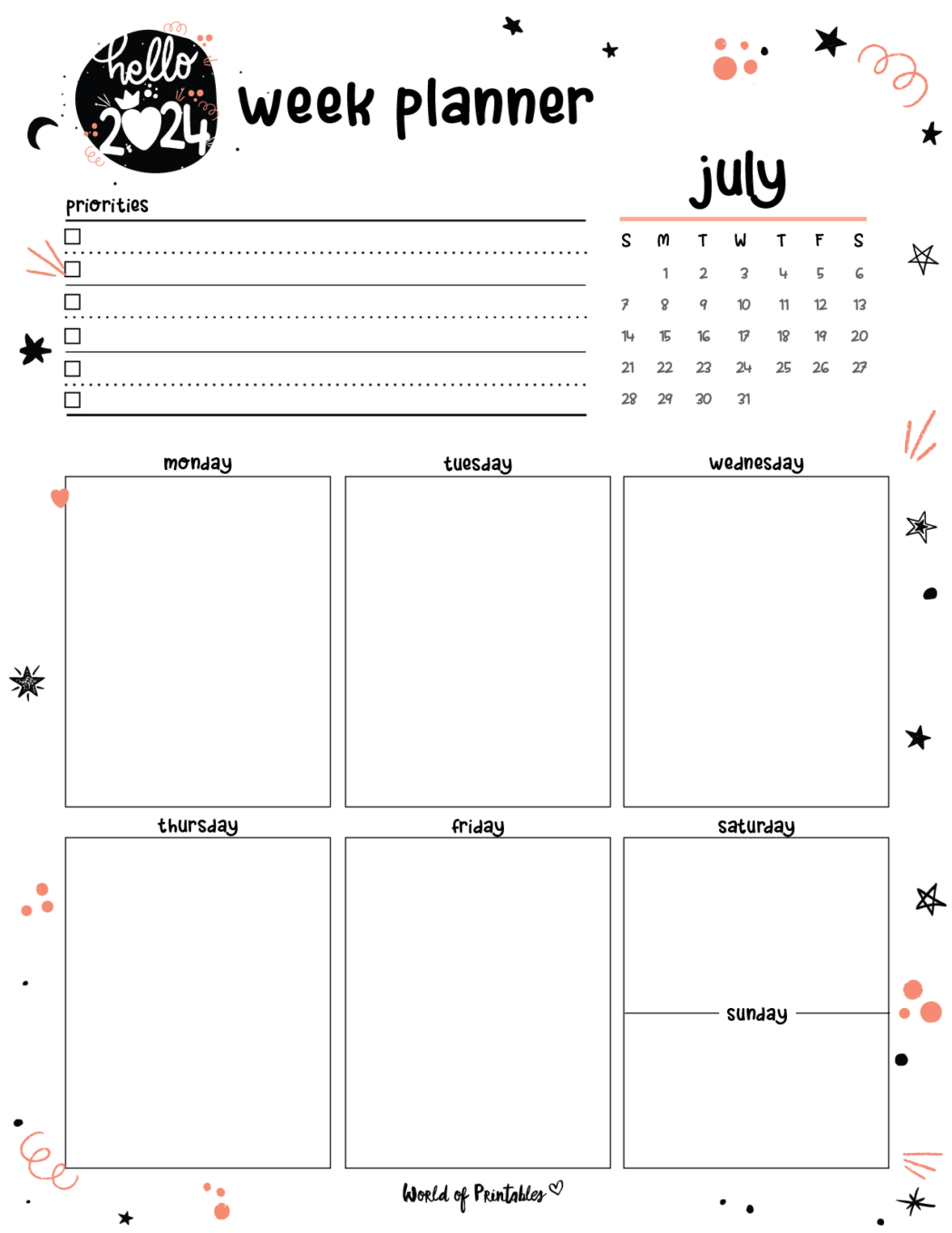 Free Printable July 2024 Planners