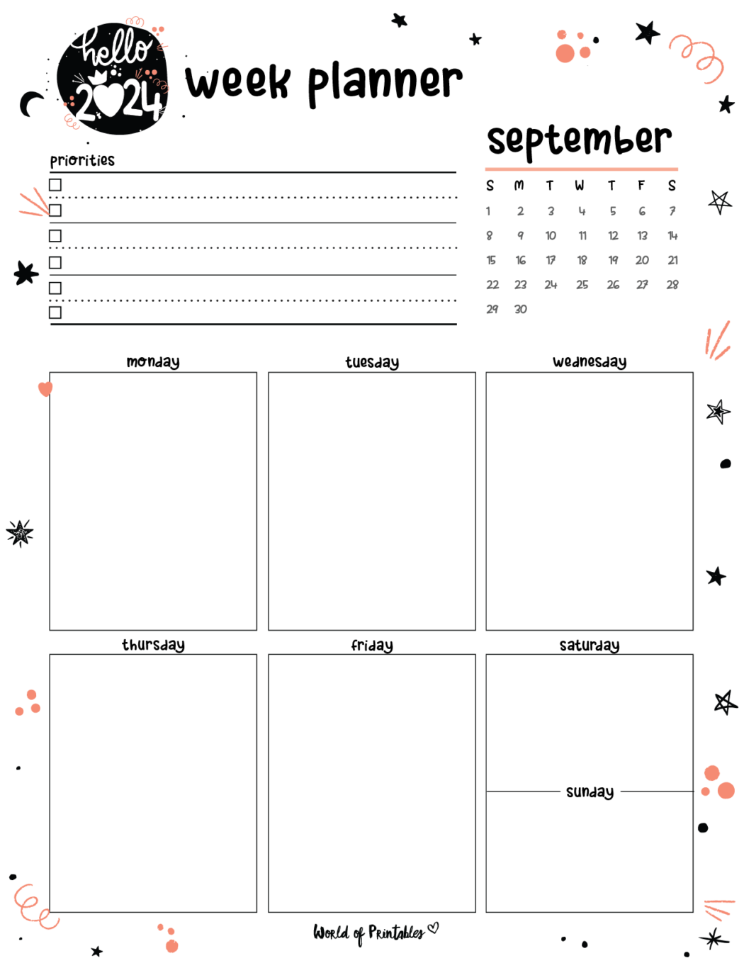 Free Printable September 2024 Planners - World of Printables