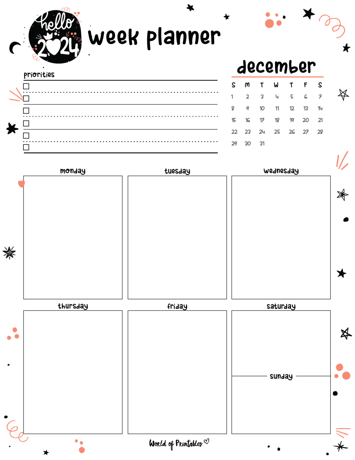 Free Printable December 2024 Planners - World of Printables