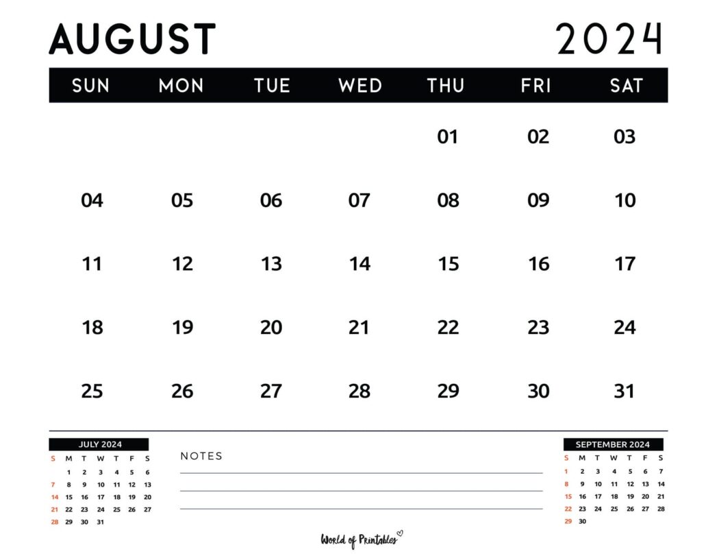 125 Best August 2024 Calendars - World of Printables