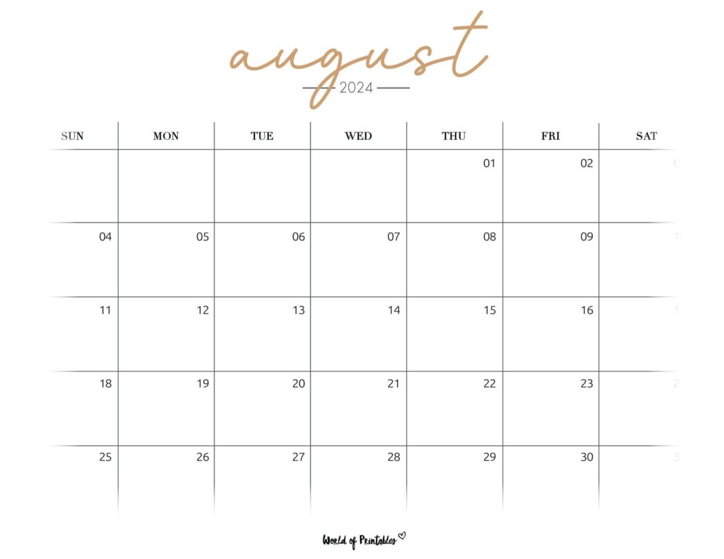 125 Best August 2024 Calendars - World of Printables