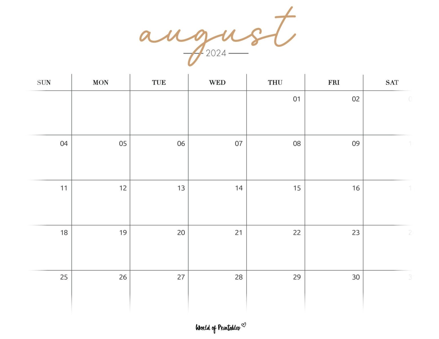 125 Best August 2024 Calendars - World of Printables