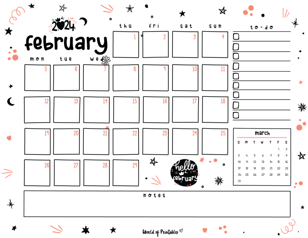 Free Printable February 2024 Planners - World of Printables