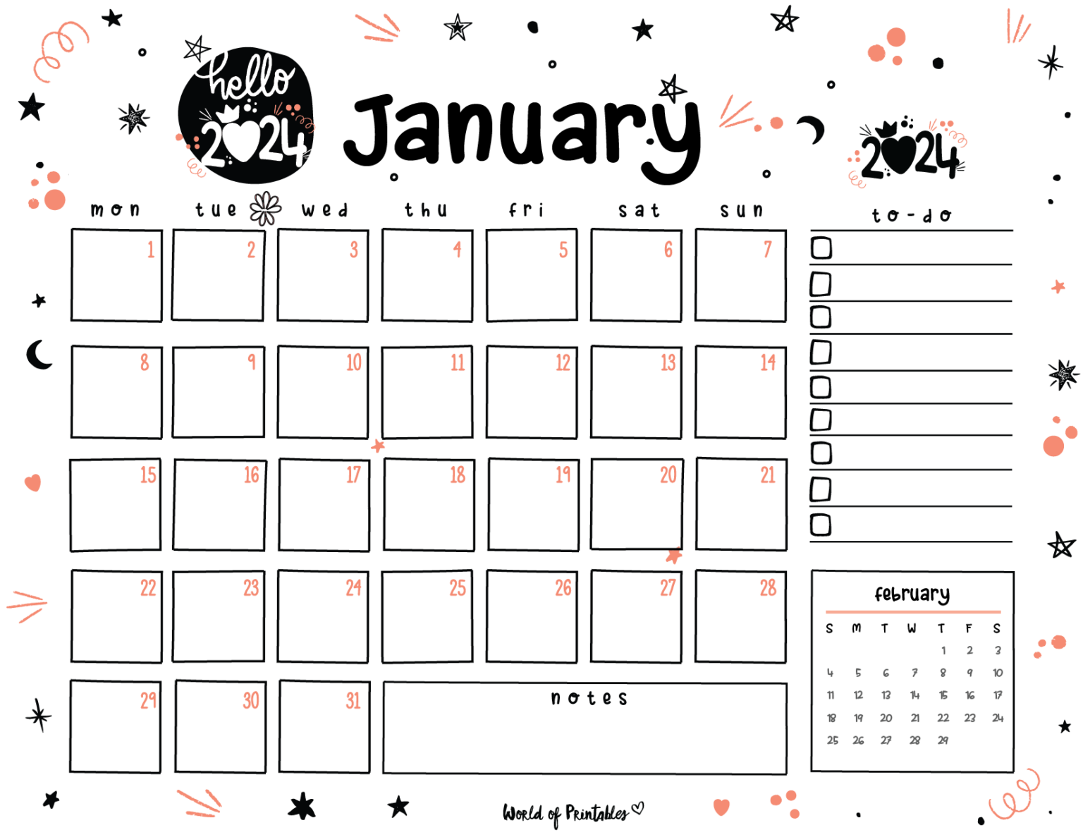 Free Printable January 2024 Planners - World of Printables