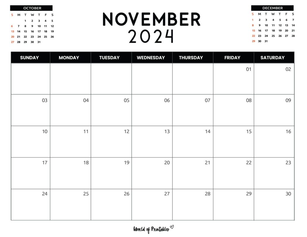 November 2024 Calendars | 100+ Styles - World of Printables
