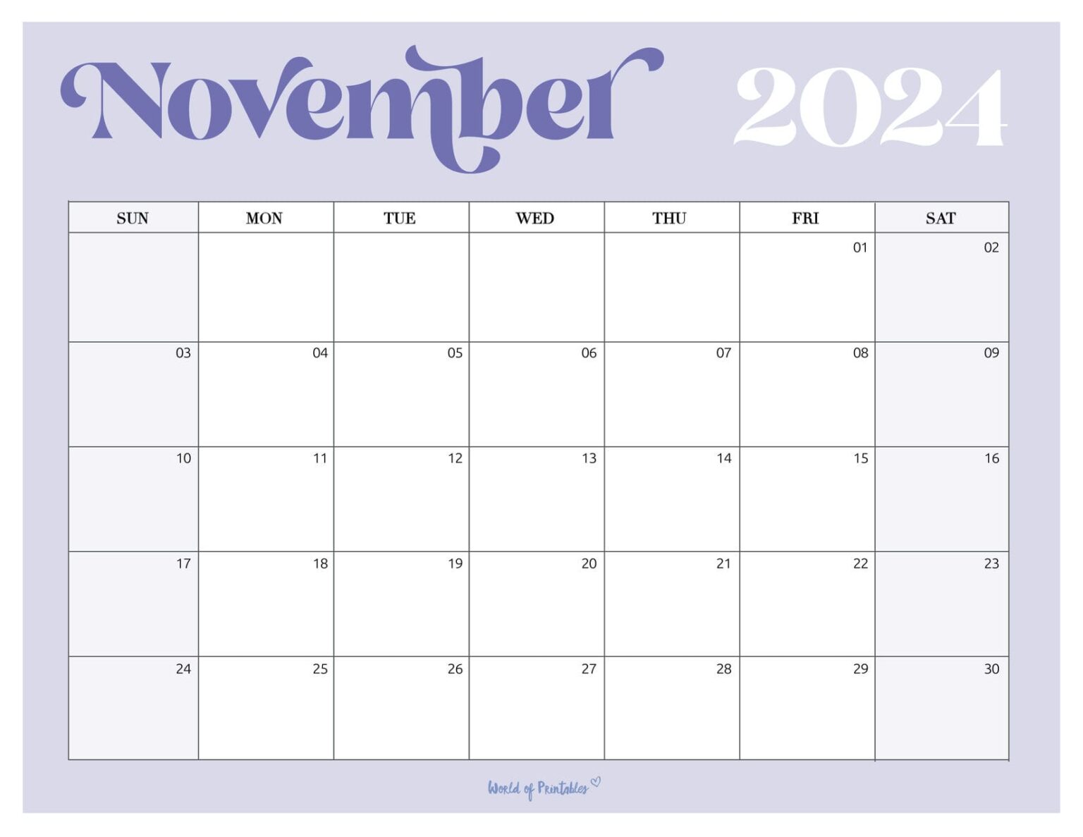 November 2024 Calendars | 100+ Styles - World of Printables