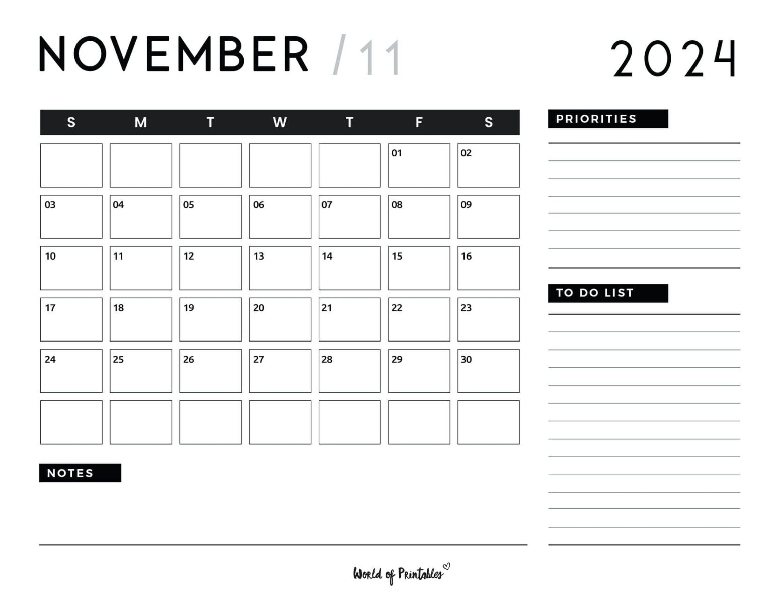 November 2024 Calendars | 100+ Styles - World of Printables