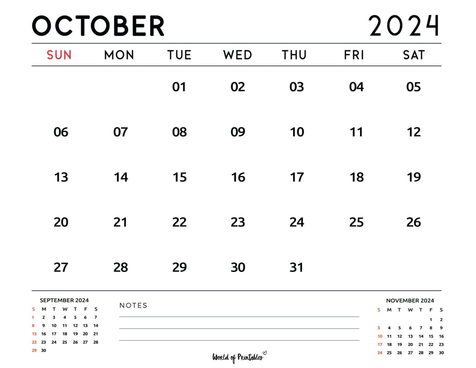 October 2024 Calendars | 100+ Styles - World of Printables