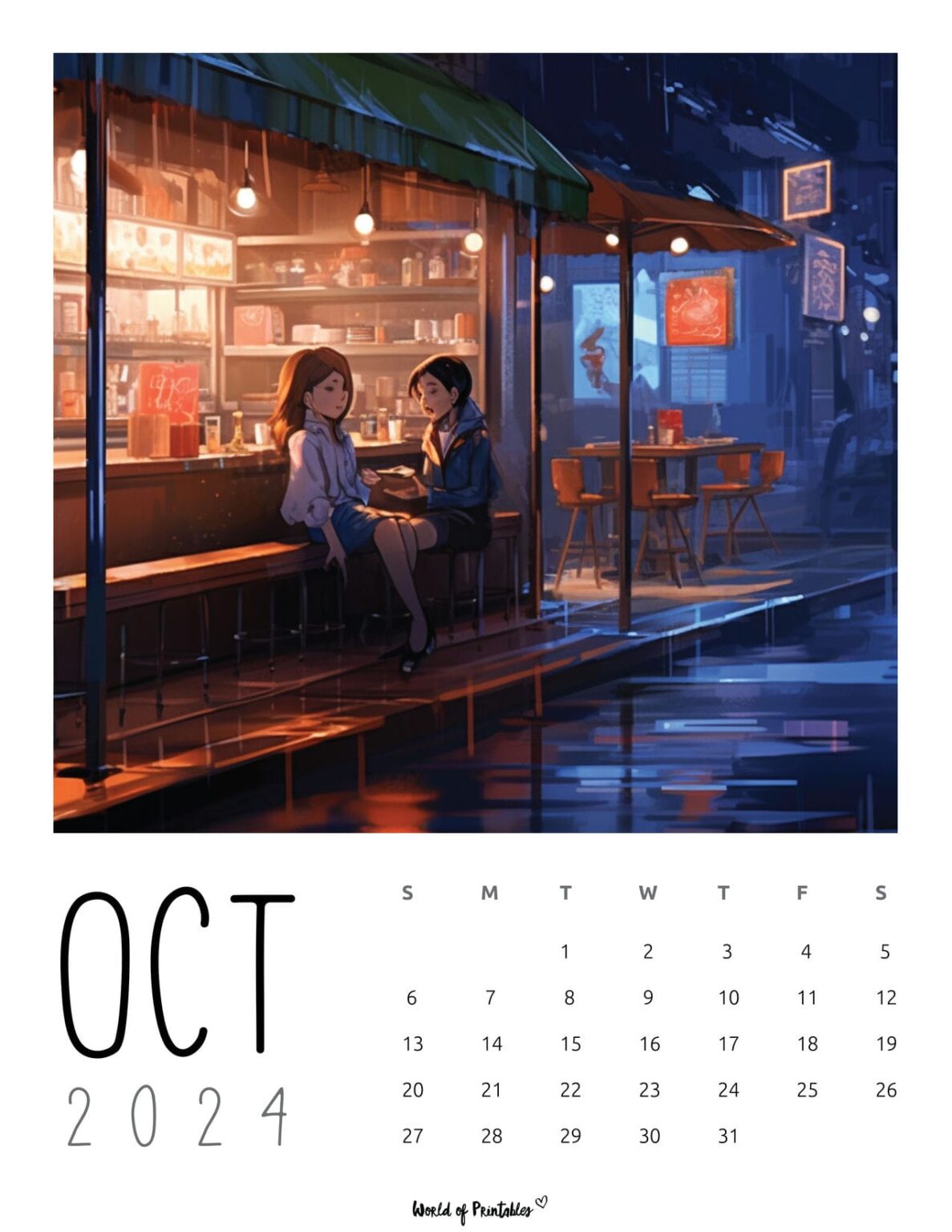 Lofi Anime Calendars For 2024 - World of Printables