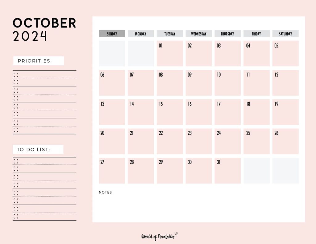 October 2024 Calendars | 100+ Styles - World of Printables