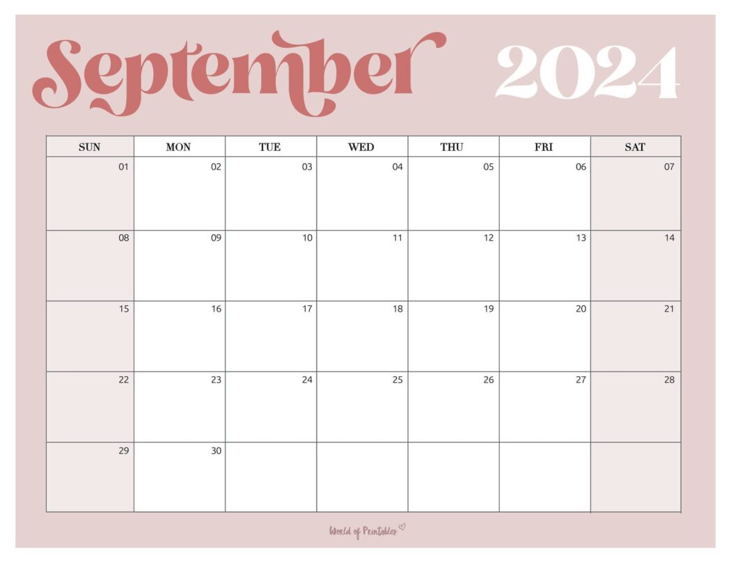 September 2024 Calendars | 100+ Styles - World of Printables