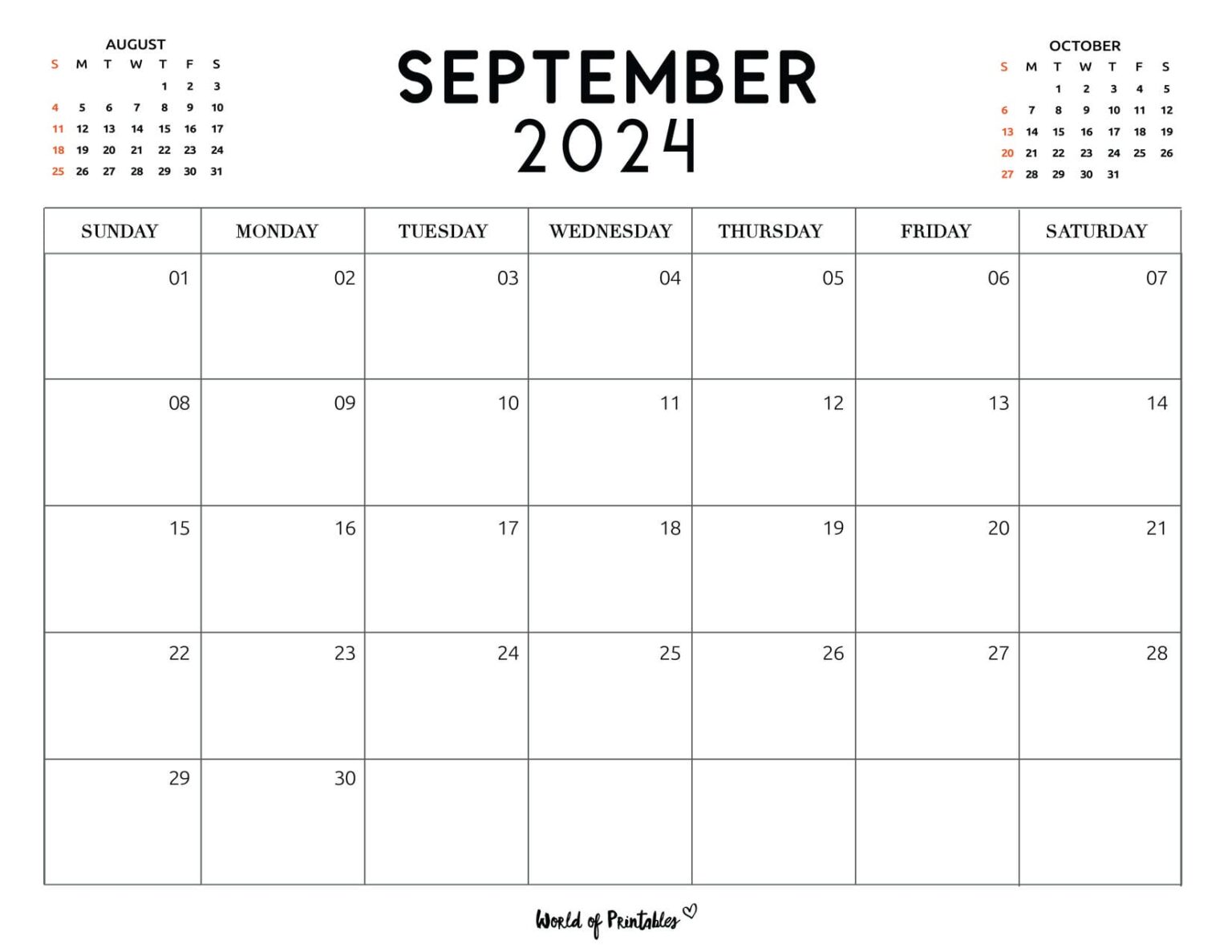 September 2024 Calendars | 100+ Styles - World of Printables