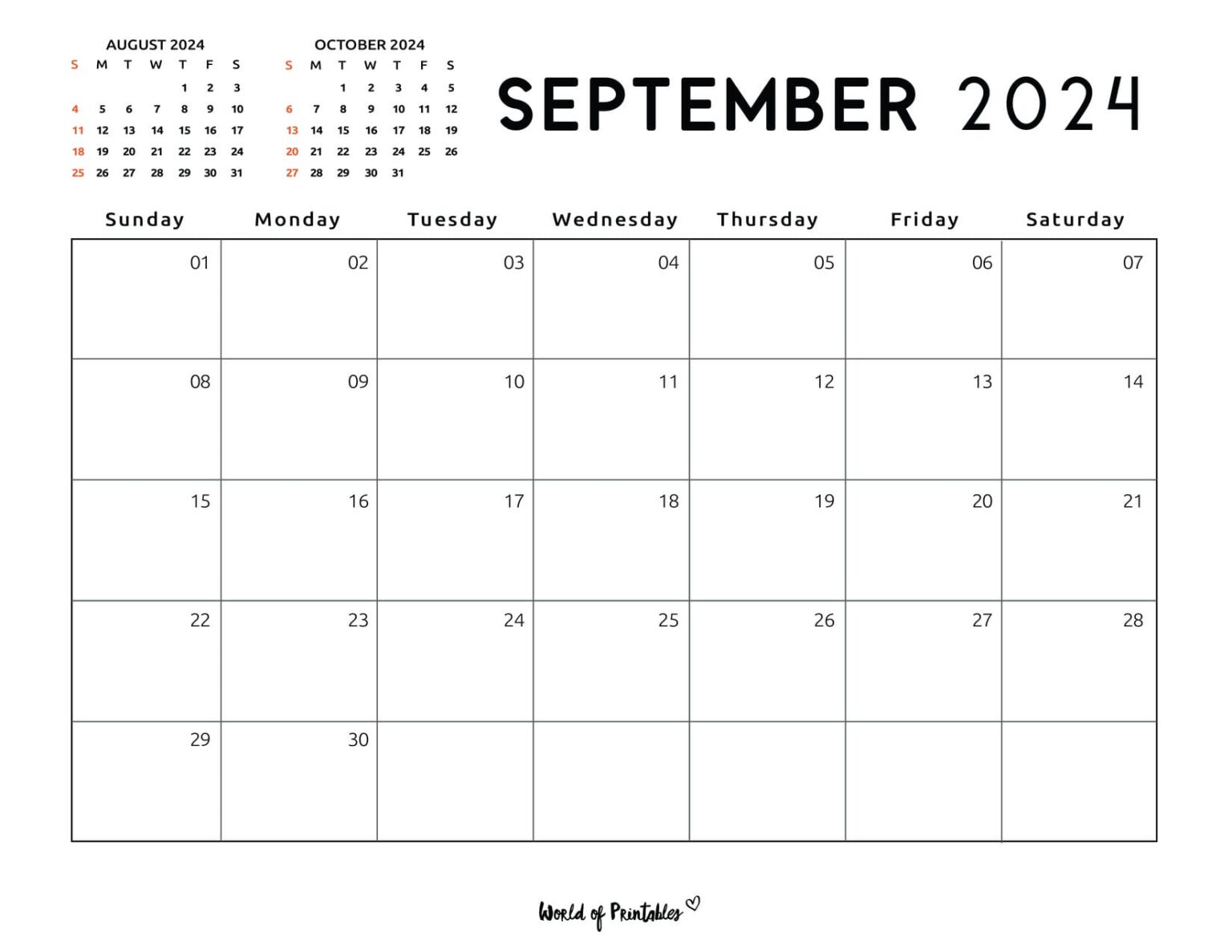 September 2024 Calendars | 100+ Styles - World of Printables