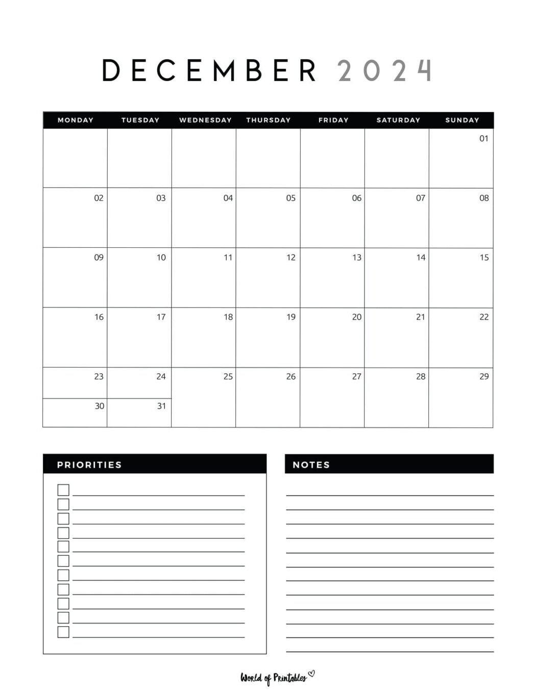 December 2024 Calendars | 100+ Styles - World of Printables