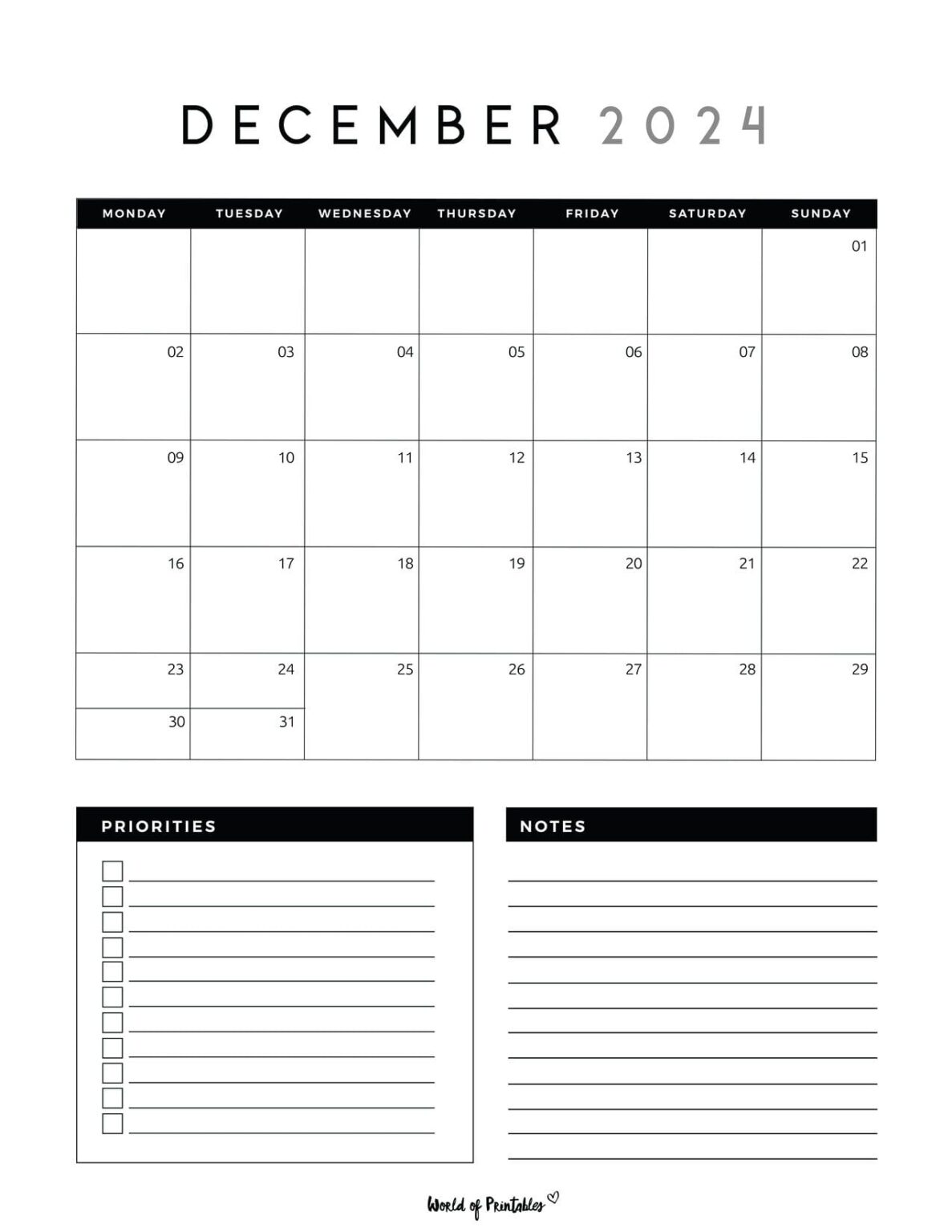 December 2024 Calendars | 100+ Styles - World of Printables