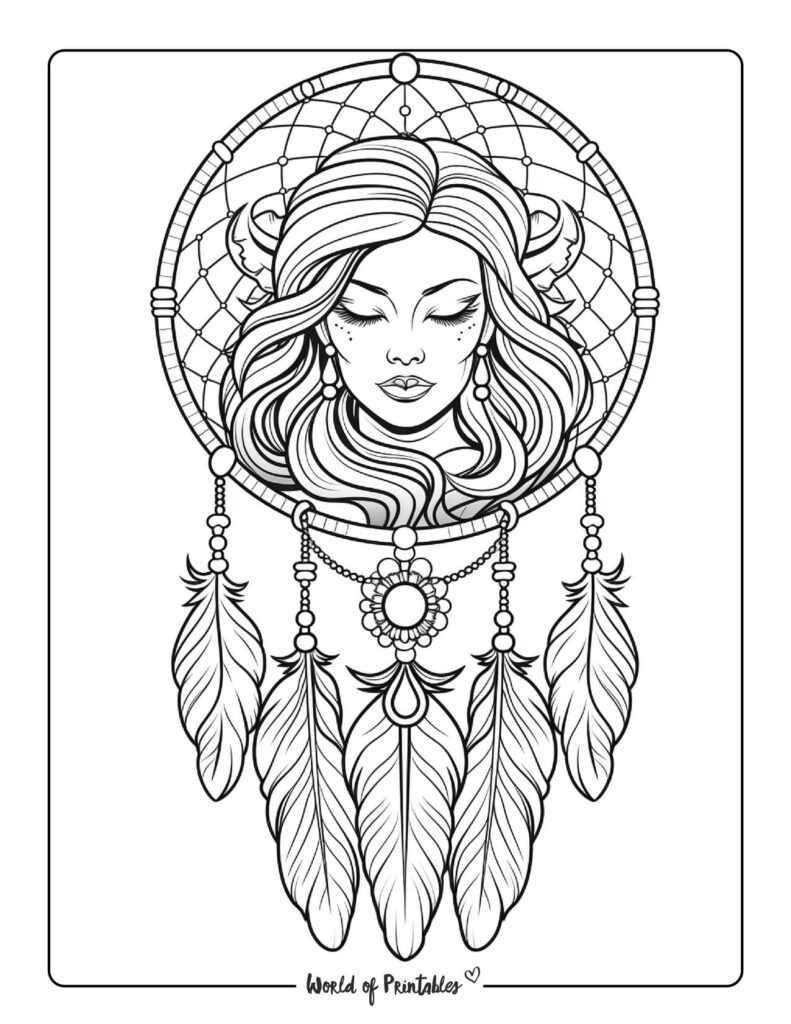 Dreamcatcher Coloring Pages - World of Printables