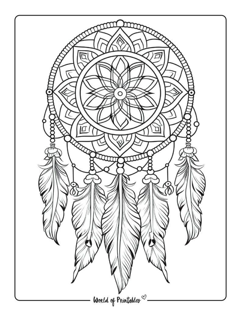 Dreamcatcher Coloring Pages - World of Printables