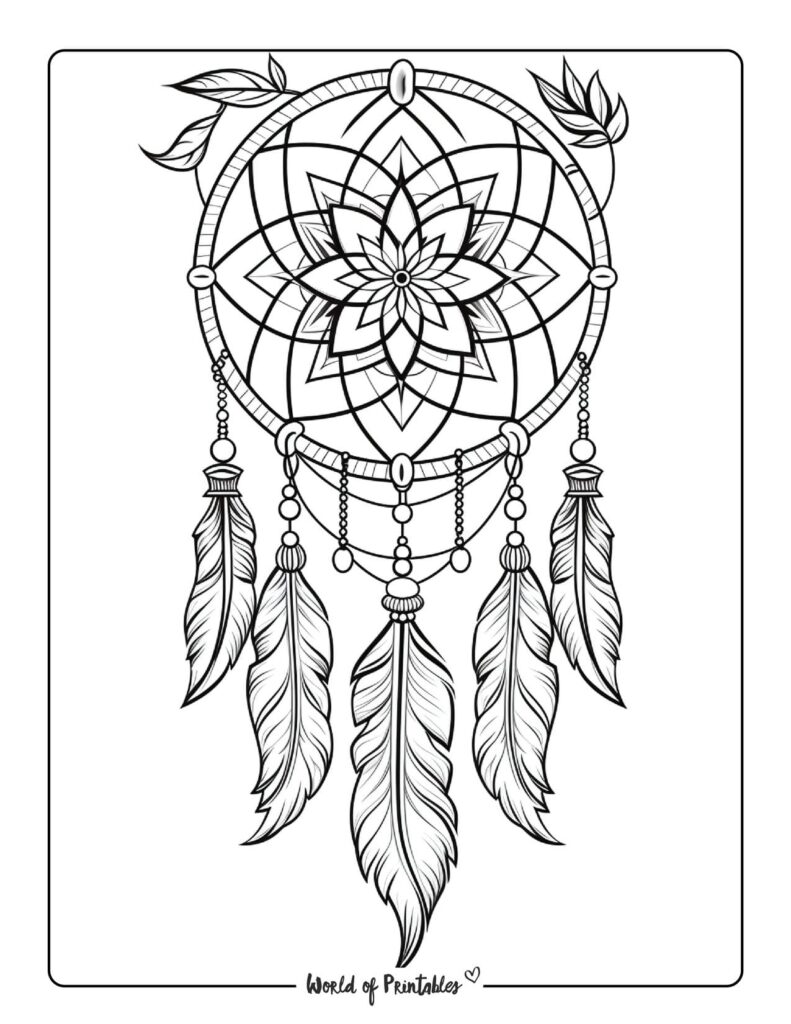 Dreamcatcher Coloring Pages - World of Printables