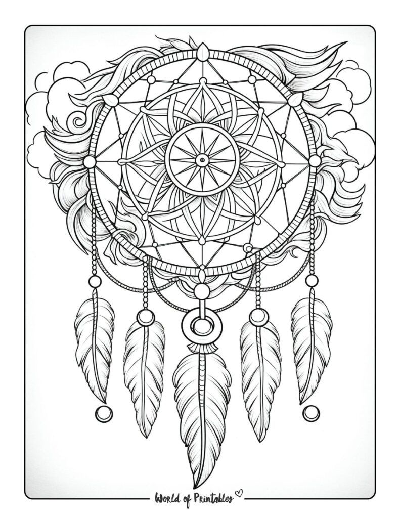 Dreamcatcher Coloring Pages - World of Printables