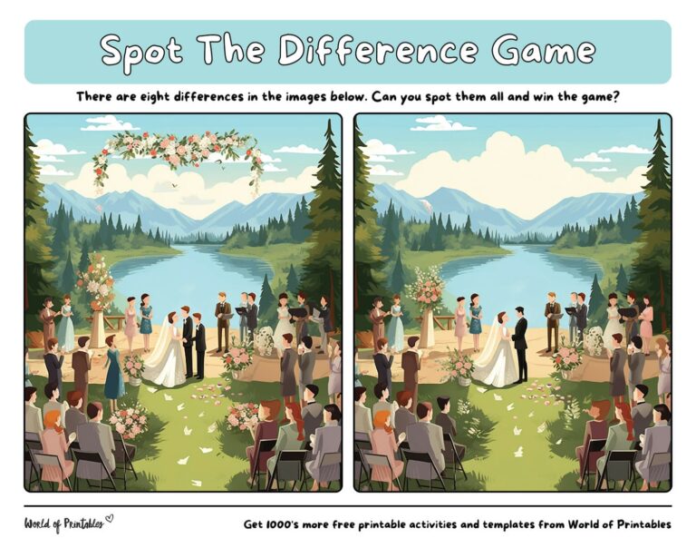 Spot The Difference Wedding Games - World of Printables
