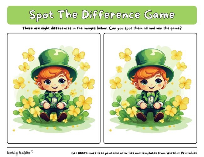 St. Patricks Day Spot The Difference Games - World of Printables