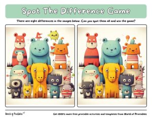 Animal Spot The Difference Games - World of Printables