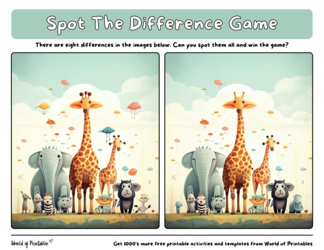 Animal Spot The Difference Games - World of Printables