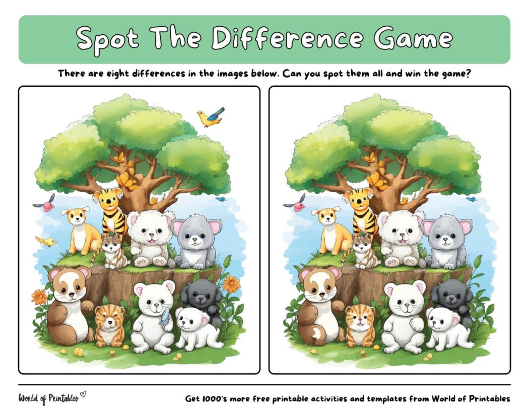 Animal Spot The Difference Games - World of Printables