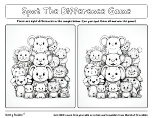 Animal Spot The Difference Games - World of Printables