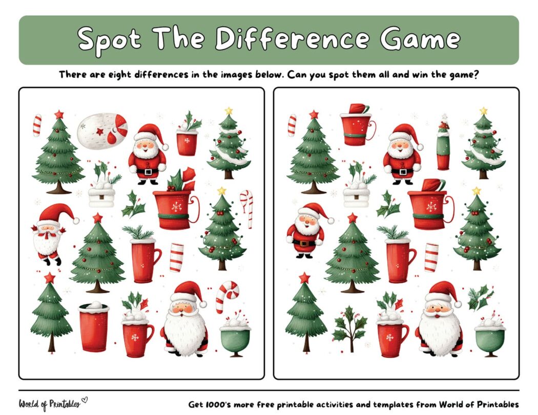 Christmas Spot The Difference Games - World of Printables