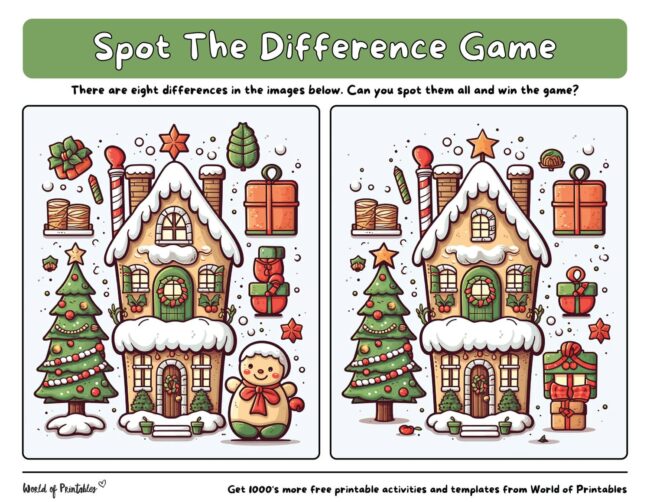 Christmas Spot The Difference Games - World of Printables