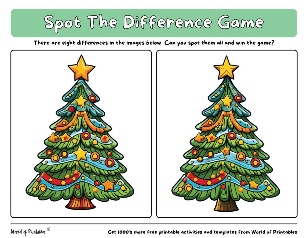 Christmas Spot The Difference Games World Of Printables