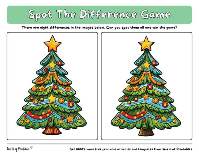 Christmas Spot The Difference Games - World of Printables
