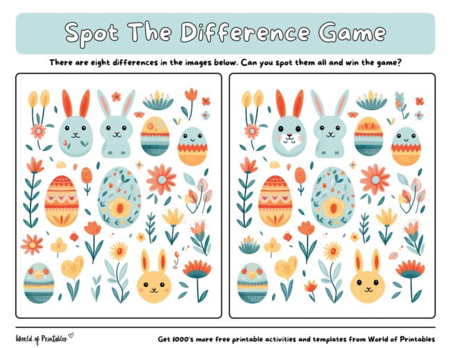 Easter Spot The Difference Games - World of Printables