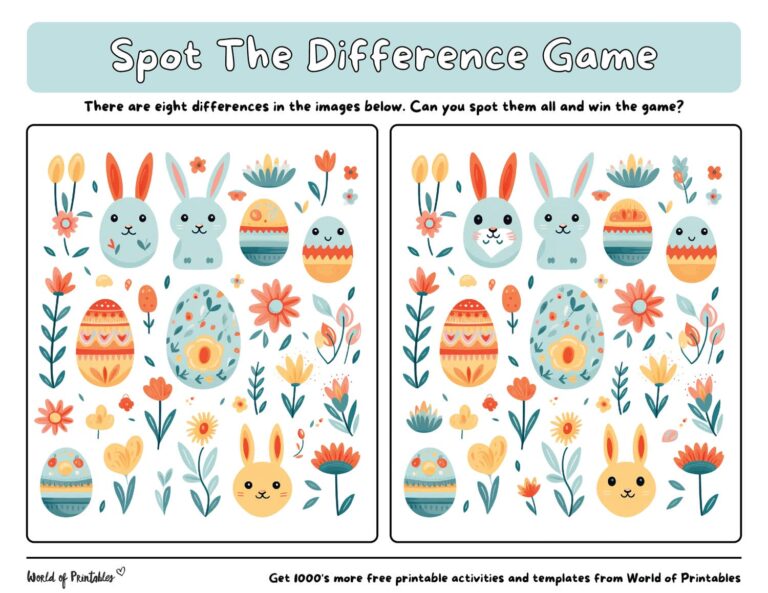 Easter Spot The Difference Games - World of Printables