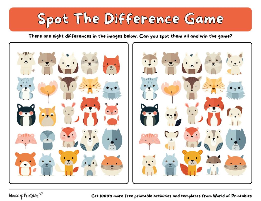 Easy Spot The Difference Games - World of Printables