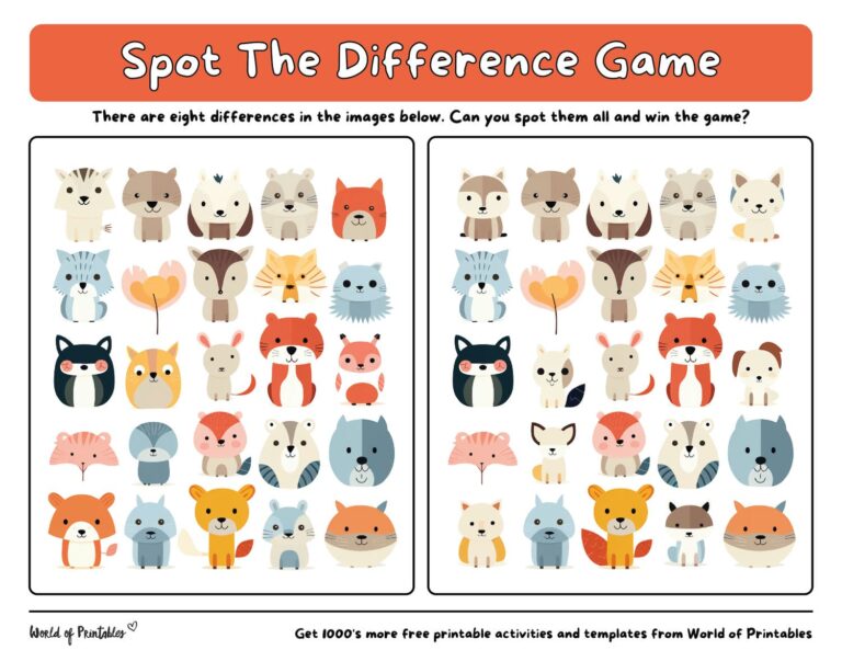 Easy Spot The Difference Games - World of Printables